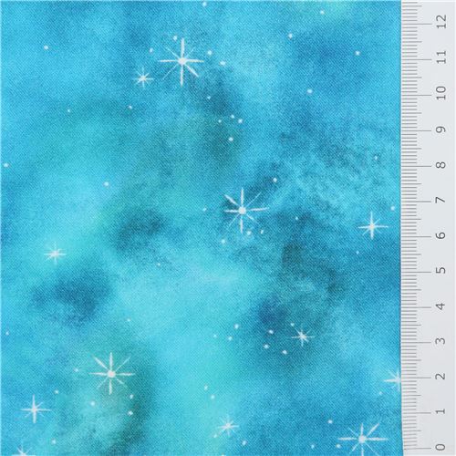 star outer space sky Robert Kaufman turquoise teal fabric Morningmoon ...
