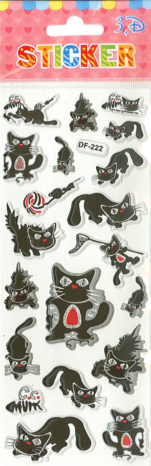 emo black cat sticker kitty rockabilly - Sticker Sheets - Stickers ...