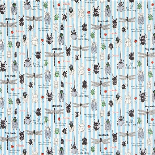 striped oxford insect fabric by Kokka - modeS4u