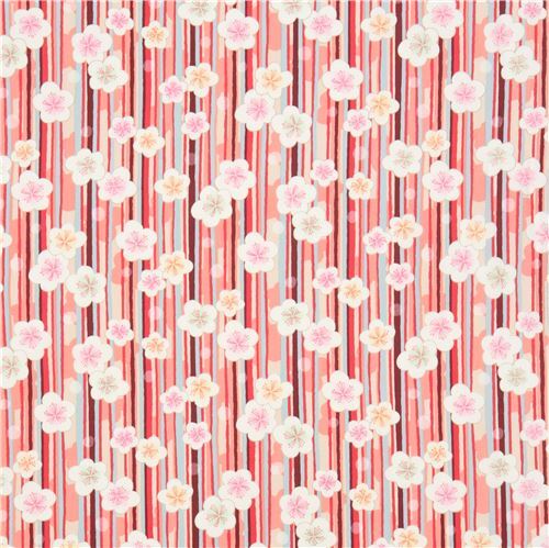 Remnant (23 x 110 cm) - striped sakura flower amunzen fabric - modes4u