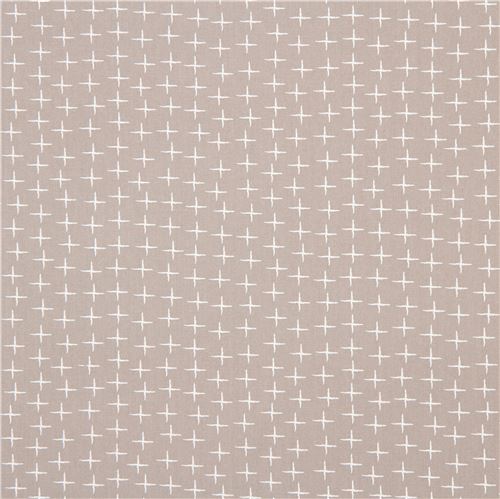 taupe with cross fabric Moda Fabrics Fabric by Japanese Indie - modes4u
