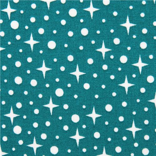 teal Robert Kaufman small white dot star fabric Fabric by Robert ...
