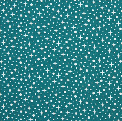 teal Robert Kaufman small white dot star fabric Fabric by Robert ...