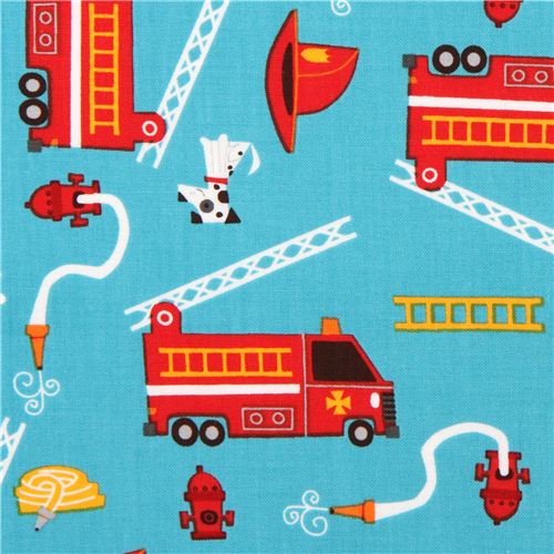 teal fire engine fabric Robert Kaufman USA Ruff N' Tuff Fabric by ...