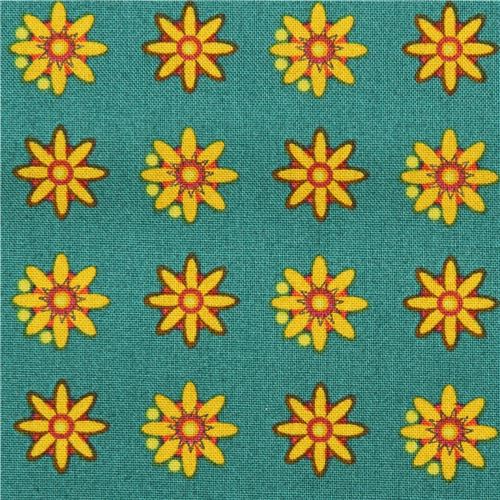 teal flower fabric Andover USA Fabric by Andover Fabrics - modes4u