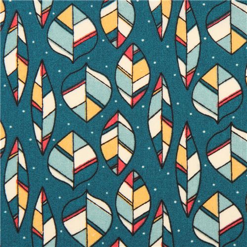 teal leaf pattern & dots organic fabric birch 'leaves' Fabric by Birch ...
