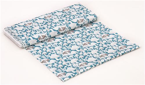 teal monaluna toadstool mushroom organic fabric Toadstools Fabric by ...