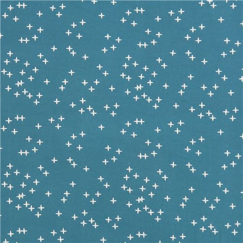 teal with light cream plus shape star birch knit organic fabric USA ...