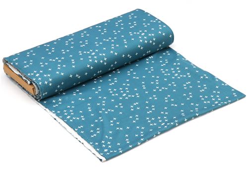 teal with light cream plus shape star birch knit organic fabric USA ...