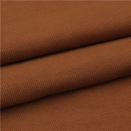 tubular ribbed cuffing knit fabric in cinnamon brown - modeS4u