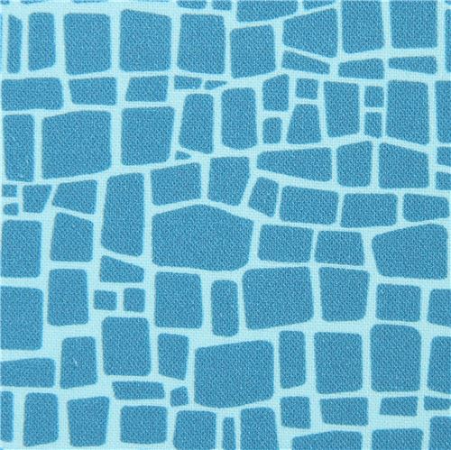 turquoise Robert Kaufman teal square rectangle shape Dinoroar Fabric by ...