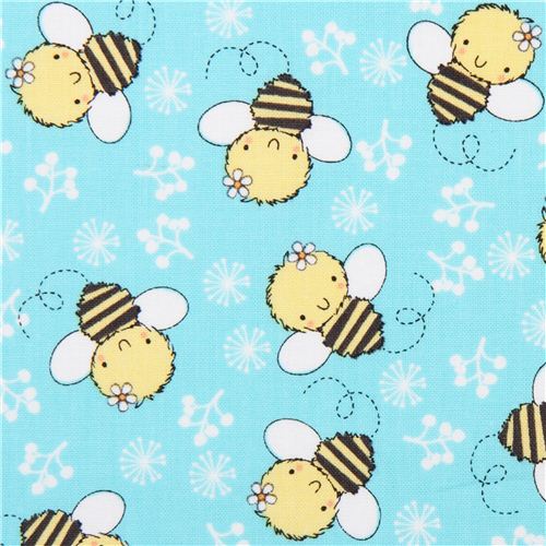 turquoise bee animal fabric Camelot Theodore and Izzy Fabric by ...