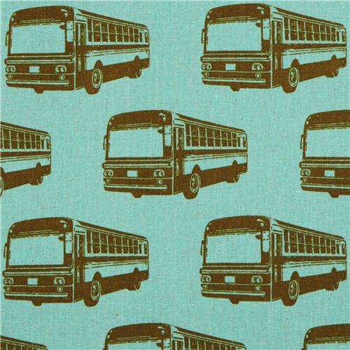 turquoise ni-co bus canvas echino fabric from Japan Fabric by Echino ...
