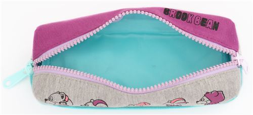 turquoise purple grey double zip animal pencil case by Mind Wave - modes4u