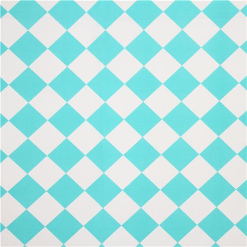 turquoise white checkered Michael Miller fabric from the USA Fabric by ...