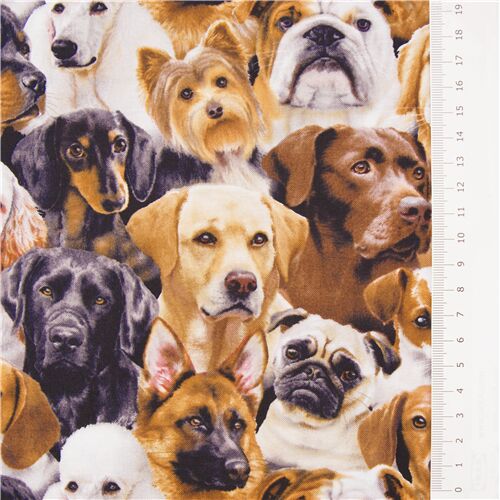 various dog breeds cotton fabric pets poodle pug terrier retriever cute ...
