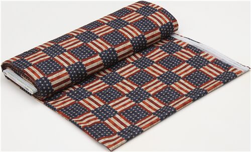 vintage red blue United States of America flag fabric by Robert Kaufman ...
