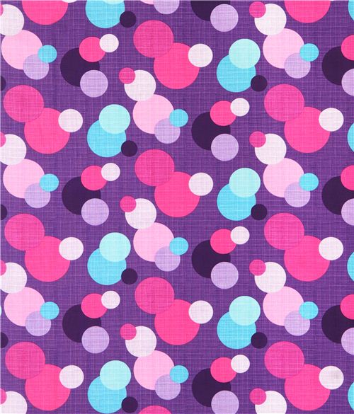 violet purple circle pattern fabric colourful lights by Michael Miller ...