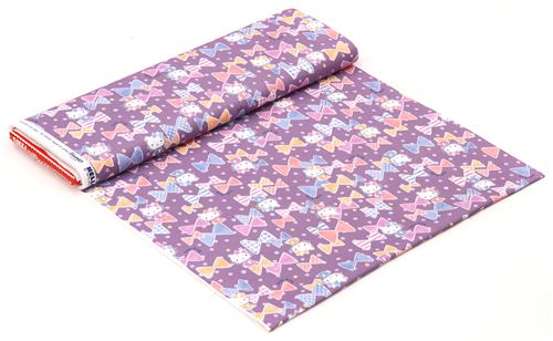 violet purple pastel Hello Kitty ribbon confetti oxford fabric by Kokka ...