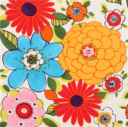 white Alexander Henry big flower fabric Vivienne Fabric by Alexander ...