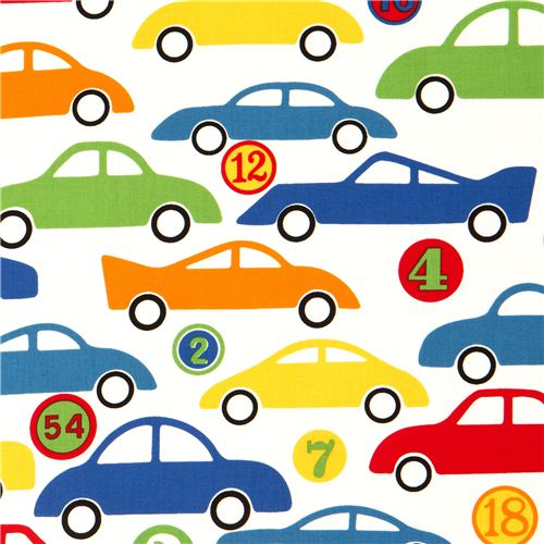 white Alexander Henry fabric with racing cars Fabric by Alexander Henry ...