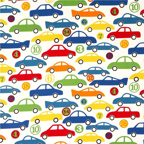 white Alexander Henry fabric with racing cars Fabric by Alexander Henry ...