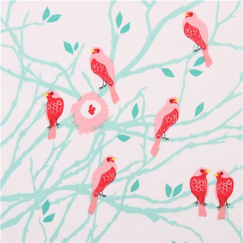 white Cottage Birds Riley Blake bird animal fabric The Cottage Garden ...