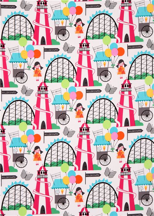 white 'Funfair' carnival fabric Brite by Michael Miller USA Fabric by ...