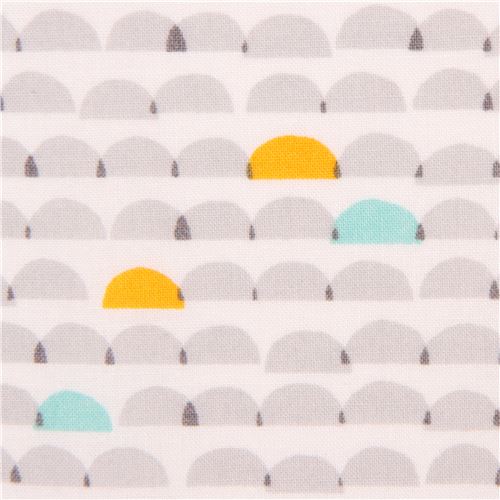 white 'Glint' grey semicircle Cloud 9 organic cotton fabric Fabric by ...