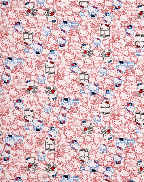 white Hello Kitty oxford fabric Kitty and Mimmy by Sanrio from Japan ...