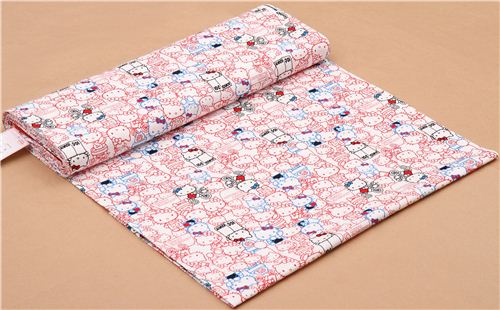 white Hello Kitty oxford fabric Kitty and Mimmy by Sanrio from Japan ...