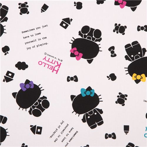 white Japanese shadow Hello Kitty oxford fabric by Sanrio Fabric by ...