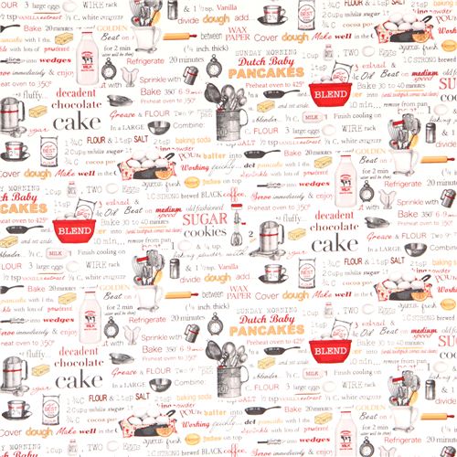 white Kiss the Cook fabric Robert Kaufman kitchen cooking Fabric by ...