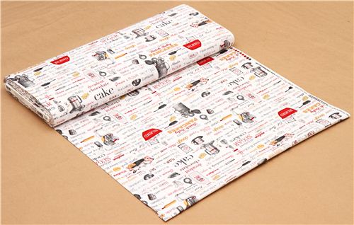 white Kiss the Cook fabric Robert Kaufman kitchen cooking Fabric by ...