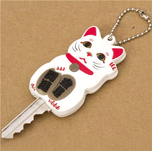 white Lucky Cat key cover charm - modeS4u