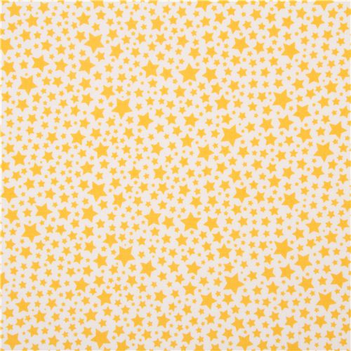 white Michael Miller fabric with many yellow stars Fabric by Michael ...