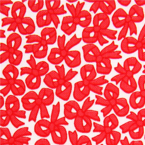white Michael Miller fabric with red ribbon Fabric by Michael Miller ...