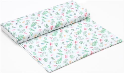 white Michael Miller moth butterfly insect leaf fabric Tapestry Fabric ...