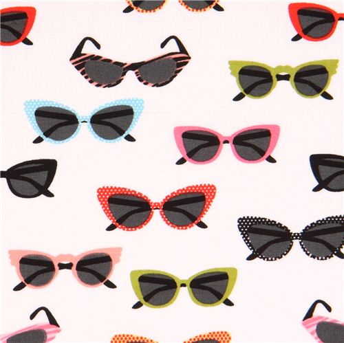 white Riley Blake sunglasses shades 'Glasses' fabric Novelty Fabric by ...