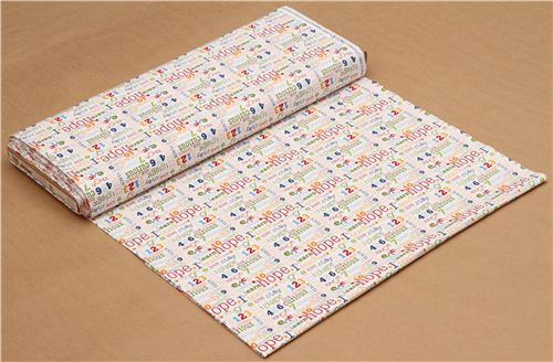 white Riley Blake words and numbers fabric from the USA Fabric by Riley ...