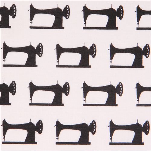 white Sewing Studio sewing machine retro fabric Robert Kaufman Fabric ...