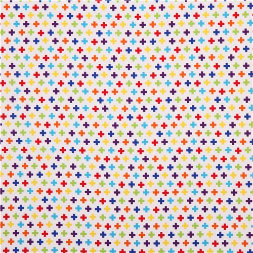 white Timeless Treasures colorful plus cross fabric Fabric by Timeless ...