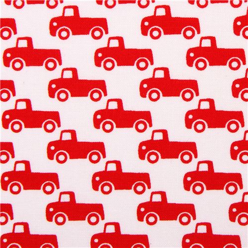 white Tiny Trucks truck car fabric Michael Miller Red & White Fabric by ...