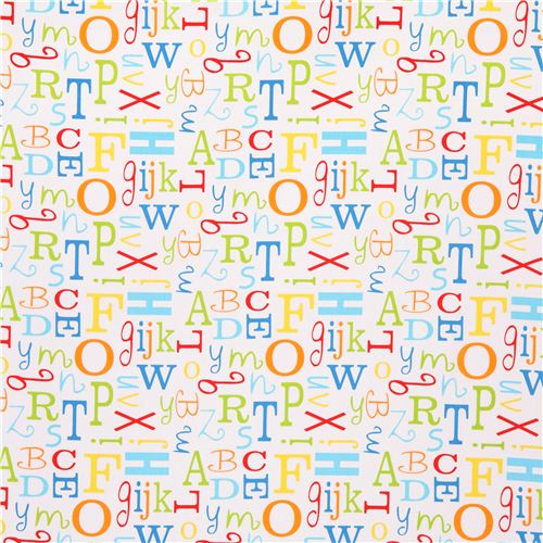 white abc fabric ABC safari by StudioE fabrics Fabric by Japanese Indie ...