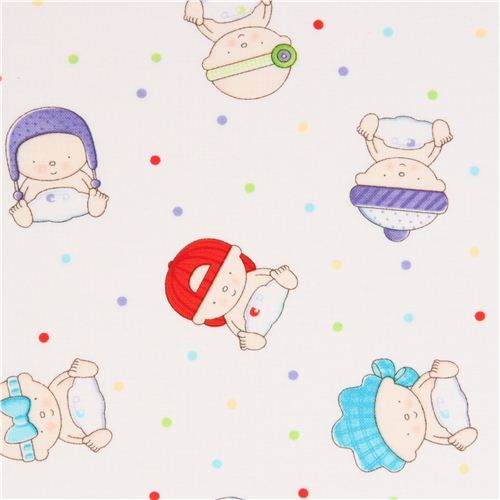 white baby children fabric with dots Timeless Treasures USA Fabric by ...