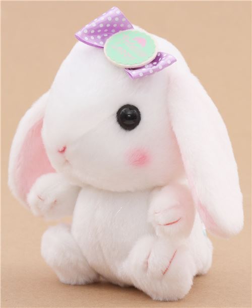 White Bunny Rabbit Purple Bow Poteusa Loppy Plush Toy From Japan