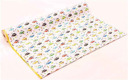 white car Mini Cooper oxford fabric Kokka Japan Fabric by Kokka - modes4u