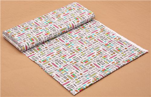 white computer connection retro fabric Robert Kaufman USA Fabric by ...