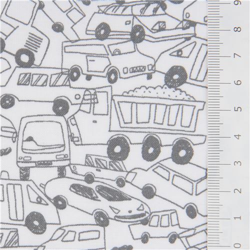 white construction vehicle and car fabric by Dear Stella - modeS4u