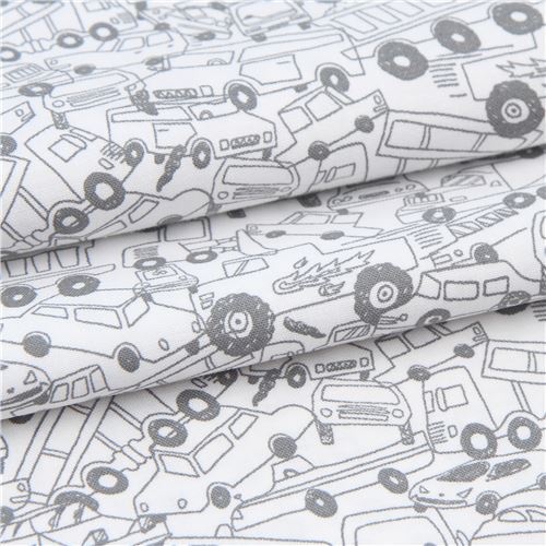 white construction vehicle and car fabric by Dear Stella - modeS4u